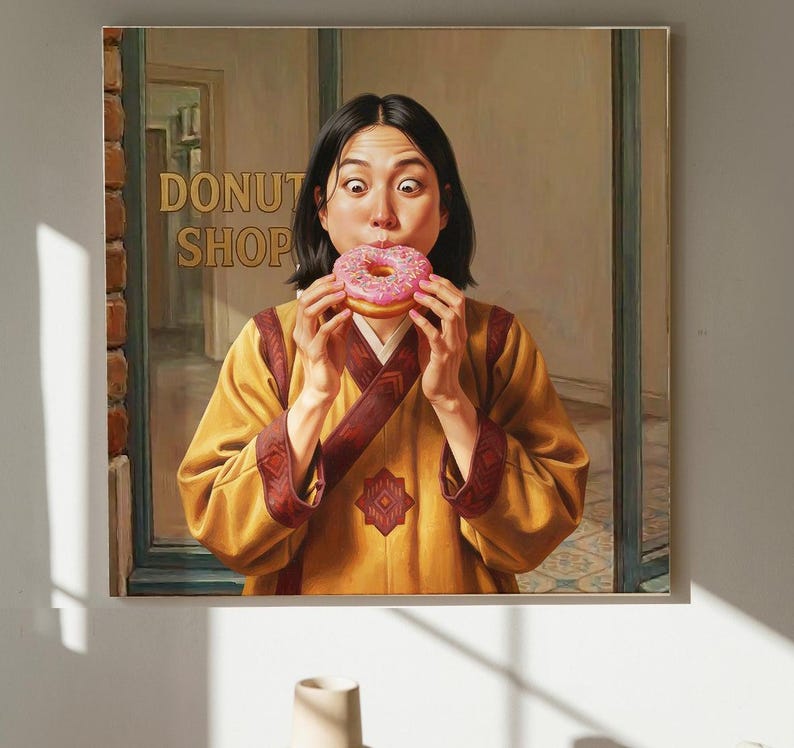 Donut Shop Kimono Woman | Funny Asian Portrait | Quirky Food Lover ...