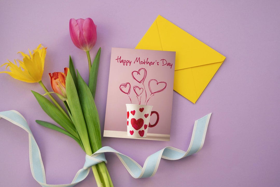 Editable Mother's Day Card Template | A6 Folded Printable Canva Card ...