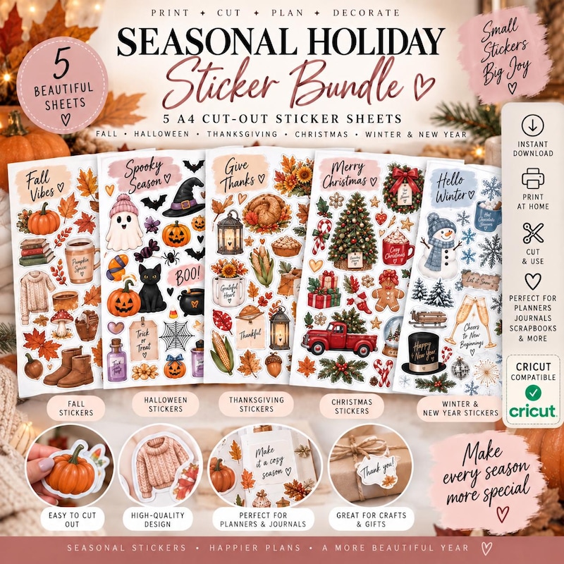 Seasonal Sticker Cricut - Etsy