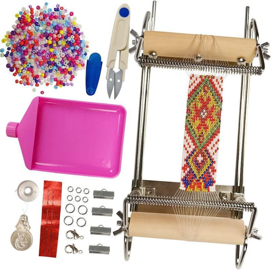 Adjustable Bead Loom Kit With Seed Beads, Large Eye Curved Beading ...