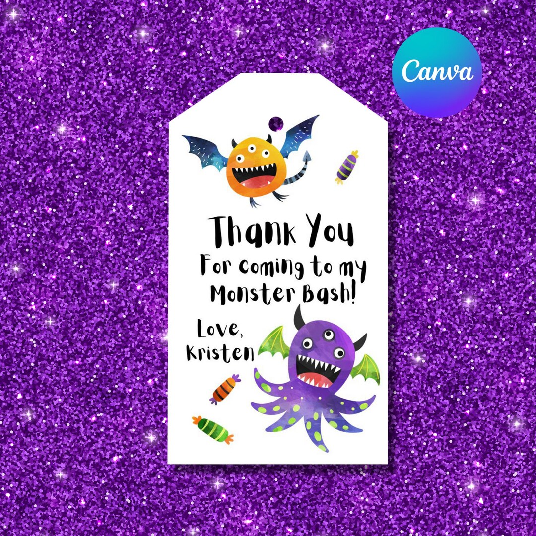 Editable Birthday Gift Tags Monster Gift Tags Personalized Gift Tags ...