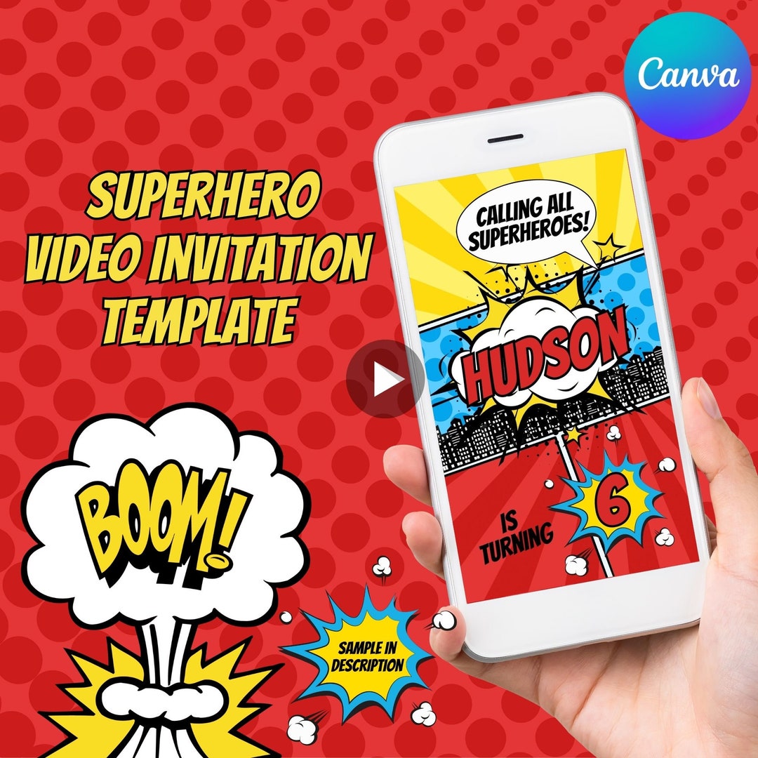U Editable Superhero Invitation Superhero Birthday Invitation Superhero ...