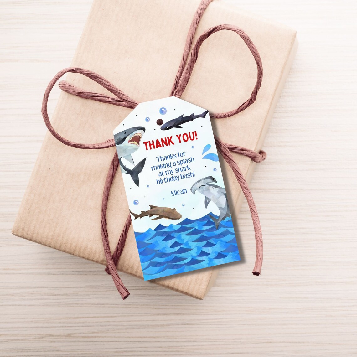 Birthday Gift Tags for Gift Bag Tags Shark Editable Gift Tags ...