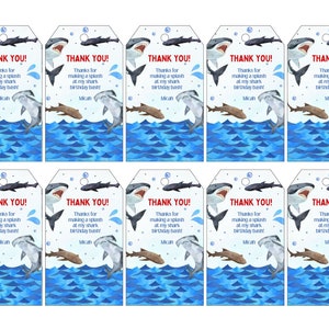 Birthday Gift Tags for Gift Bag Tags Shark Editable Gift Tags ...