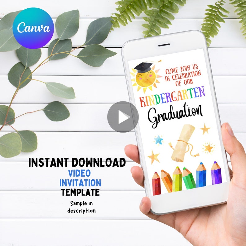 Editable Kindergarten Graduation Announcement Template Graduation Video ...