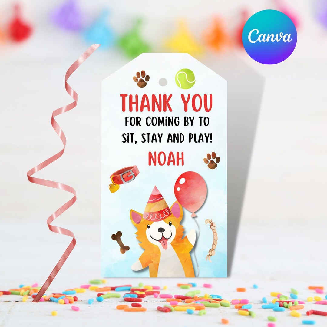 UU Editable Birthday Gift Tags Puppy Gift Tags Personalized Gift Tags ...