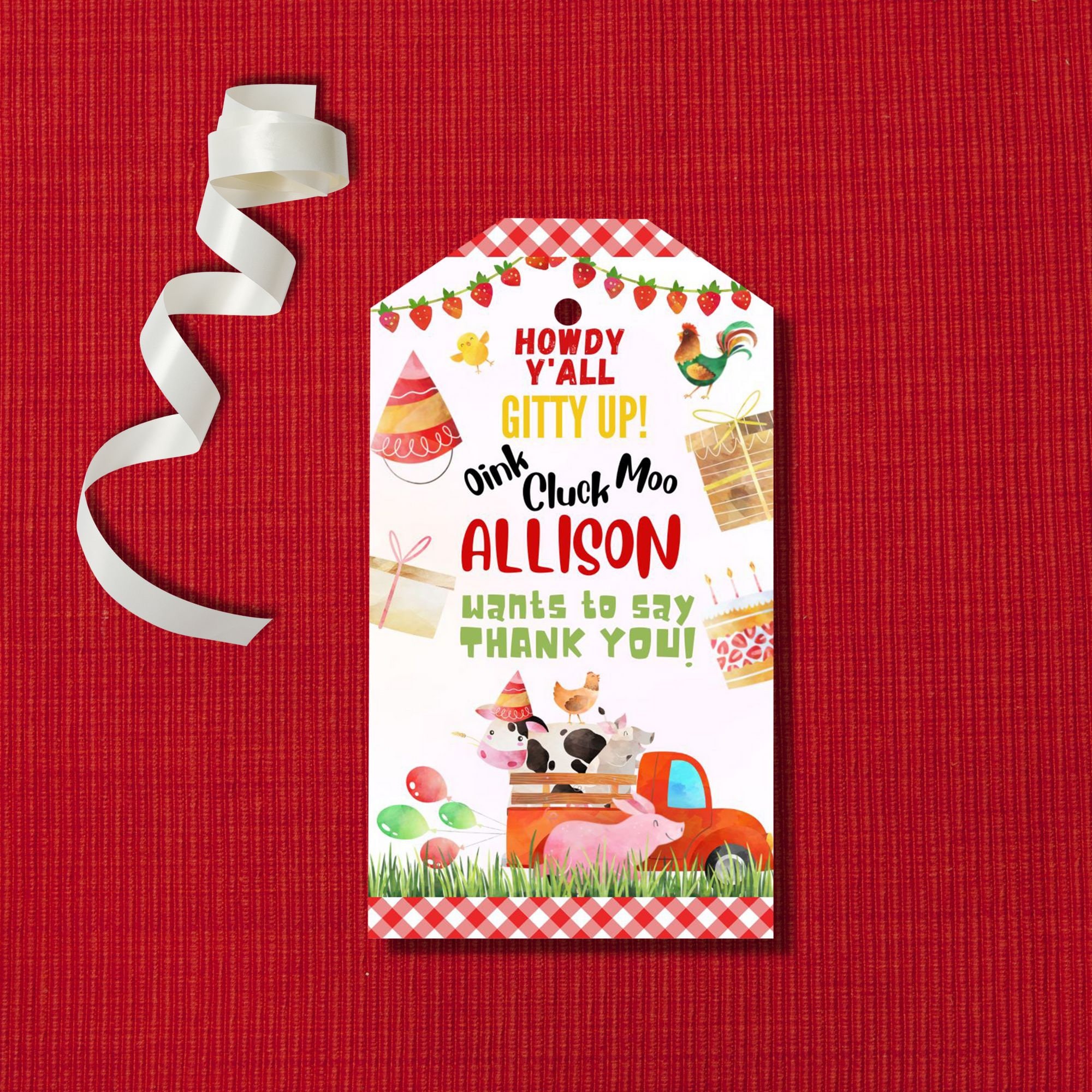 Editable Birthday Gift Tags Farm Gift Tags Personalized Gift Tags Farm ...