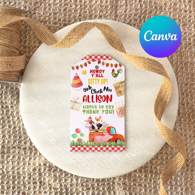Editable Birthday Gift Tags Farm Gift Tags Personalized Gift Tags Farm ...