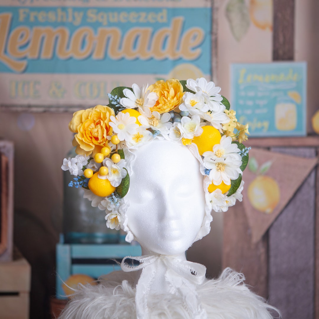 Lemon Bonnet, Yellow, White and Blue Perfect Photo Prop for a Lemon ...