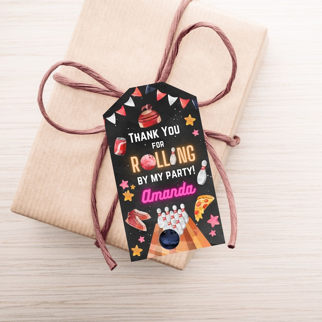 Editable Birthday Gift Tags Bowling Gift Tags Personalized Gift Tags ...