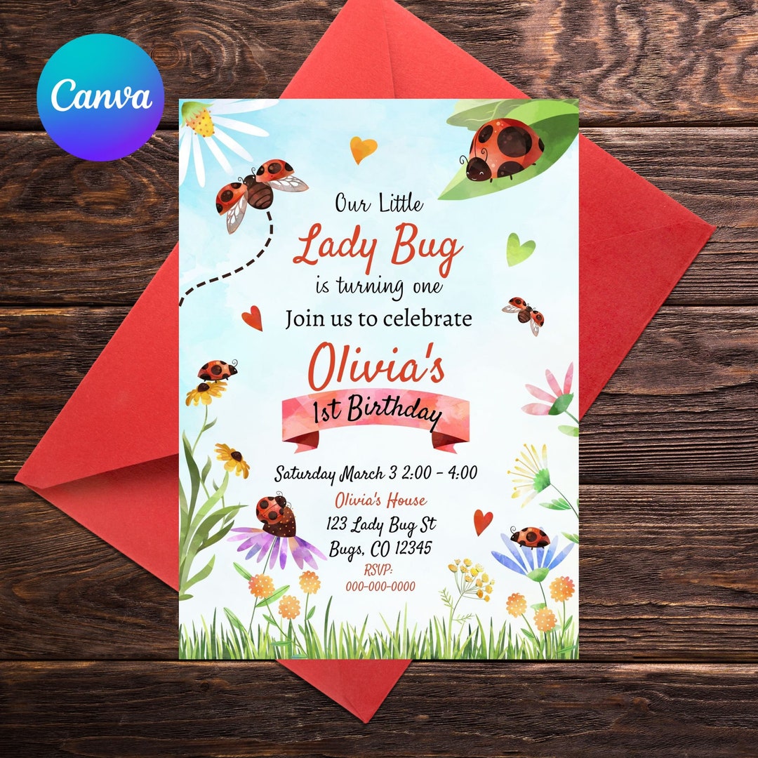 UU Ladybug Birthday Invitation Ladybug Party Birthday Invite Ladybug ...