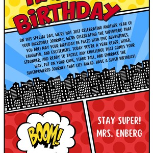 Editable Superhero Birthday Card Template Printable Superhero Birthday ...