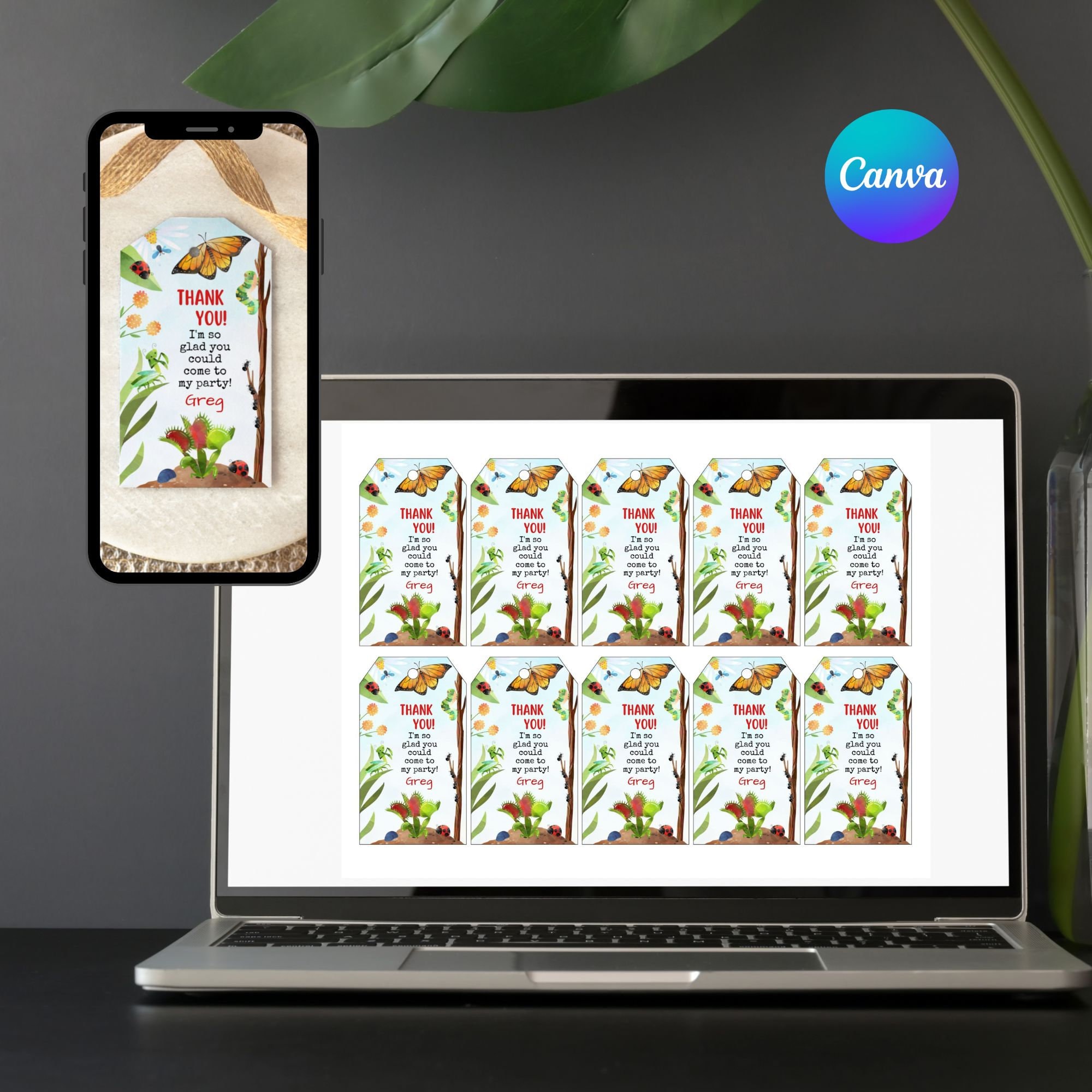 Editable Bug Gift Tags Personalized Gift Tags Bug Gift Tags for a Bug ...