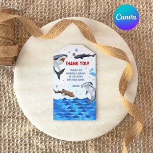 Birthday Gift Tags for Gift Bag Tags Shark Editable Gift Tags ...