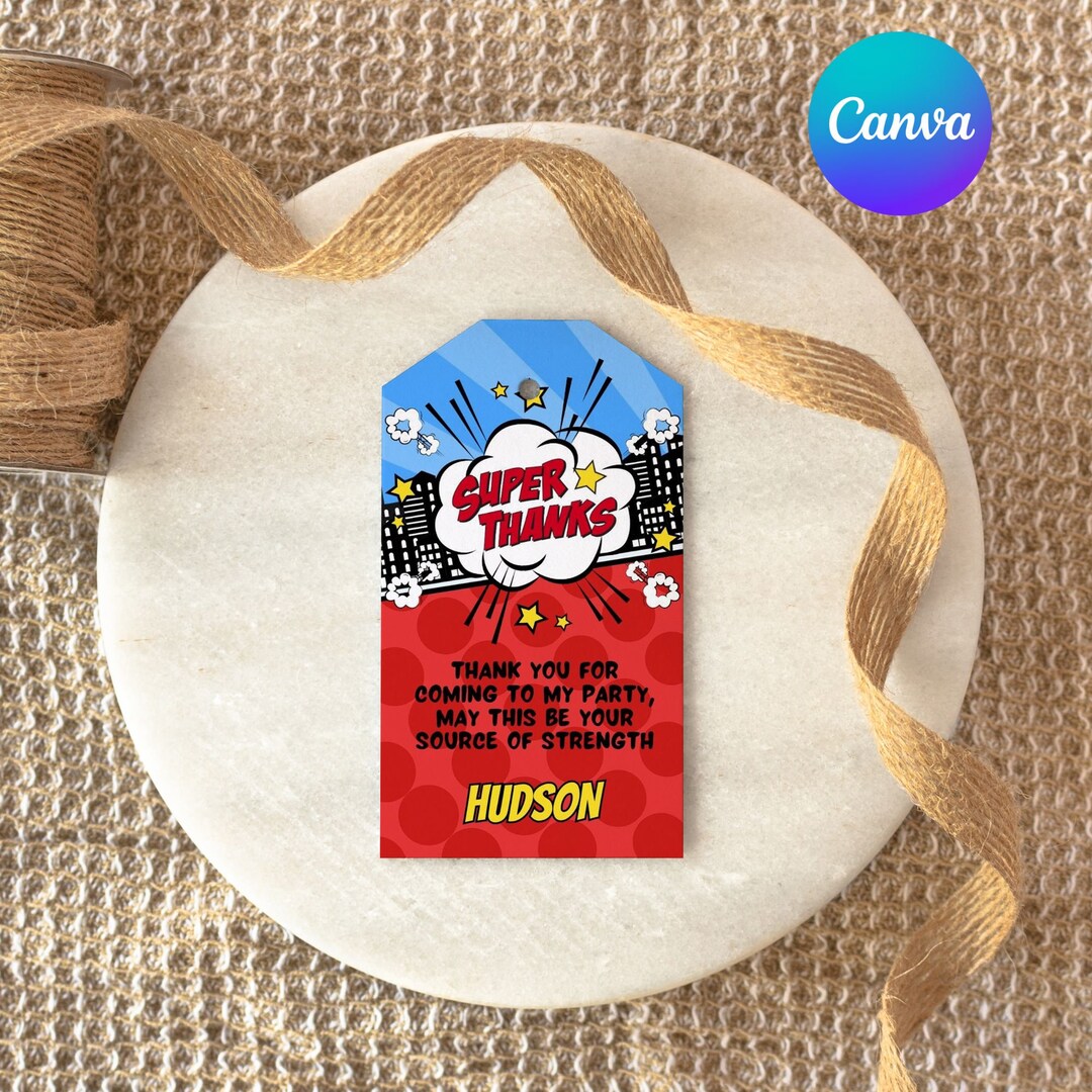 UU Editable Birthday Gift Tags Superhero Gift Tags Personalized Gift ...