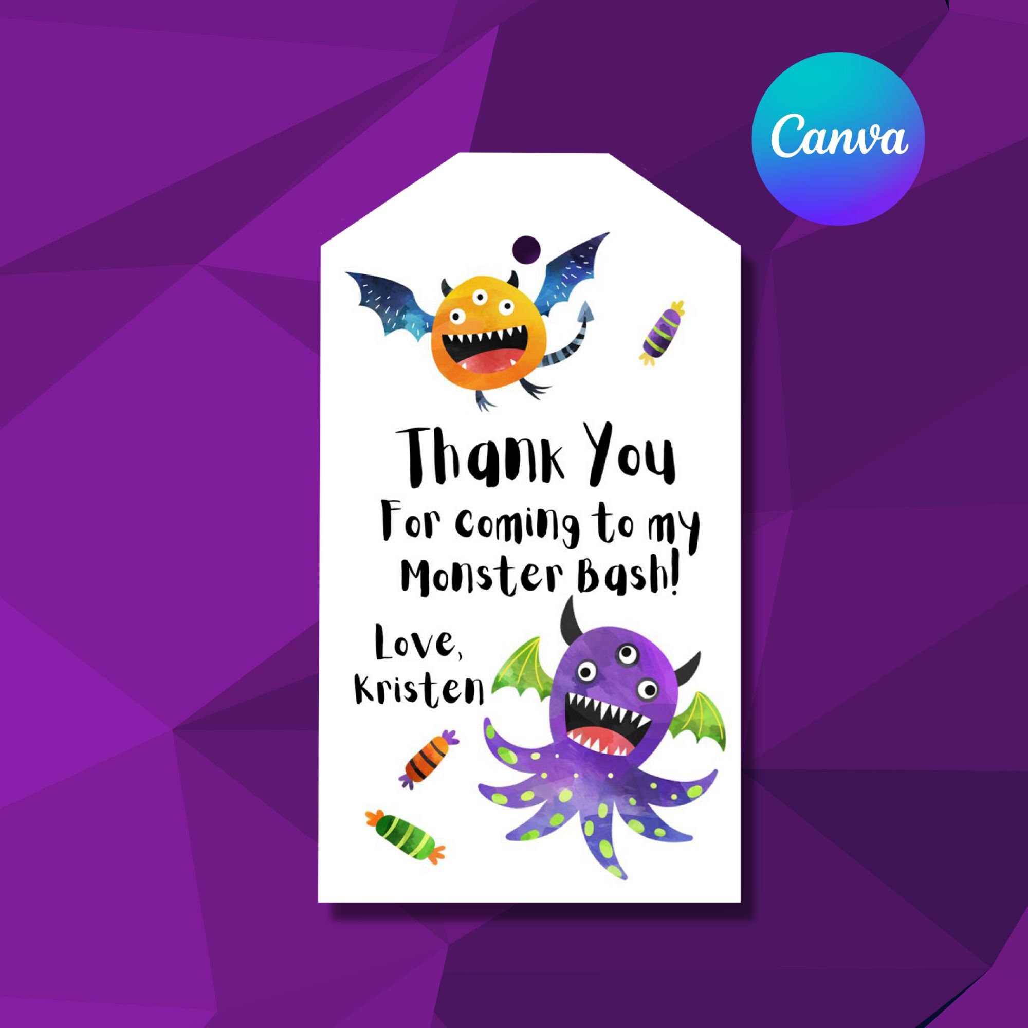 Editable Birthday Gift Tags Monster Gift Tags Personalized Gift Tags ...