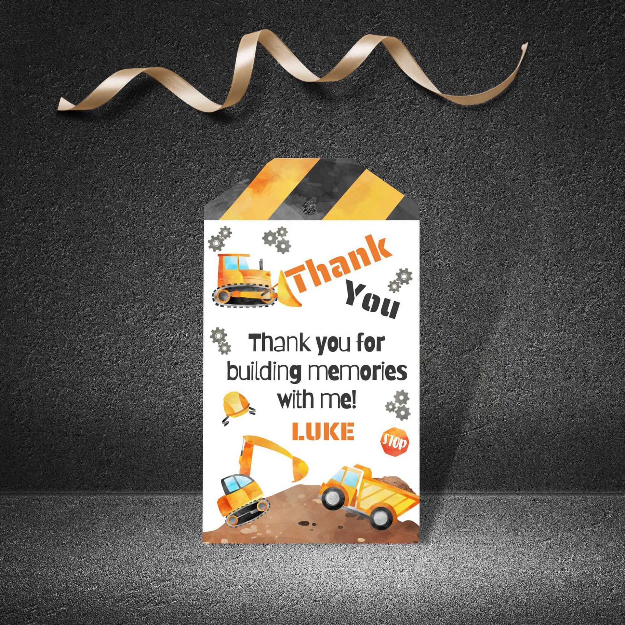 Editable Construction Gift Tags for Gift Bag Tags Construction Gift ...