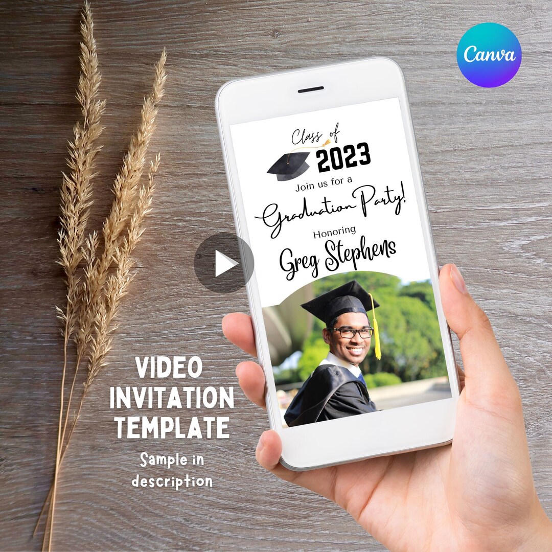 Editable Graduation Invitation Template Graduation Video Invitation ...