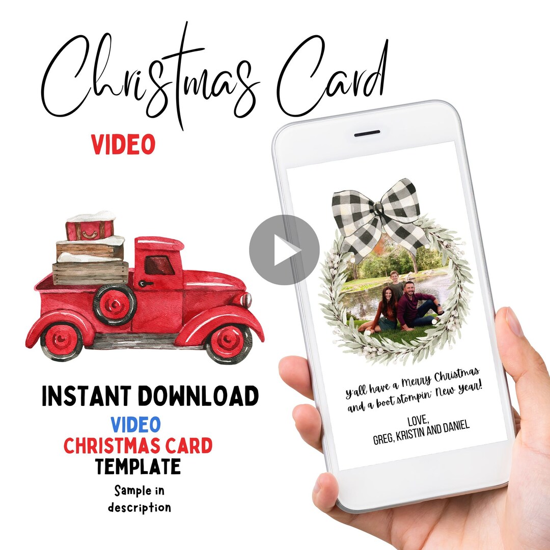 Editable Christmas Video Card With Picture Country Christmas Card - Etsy