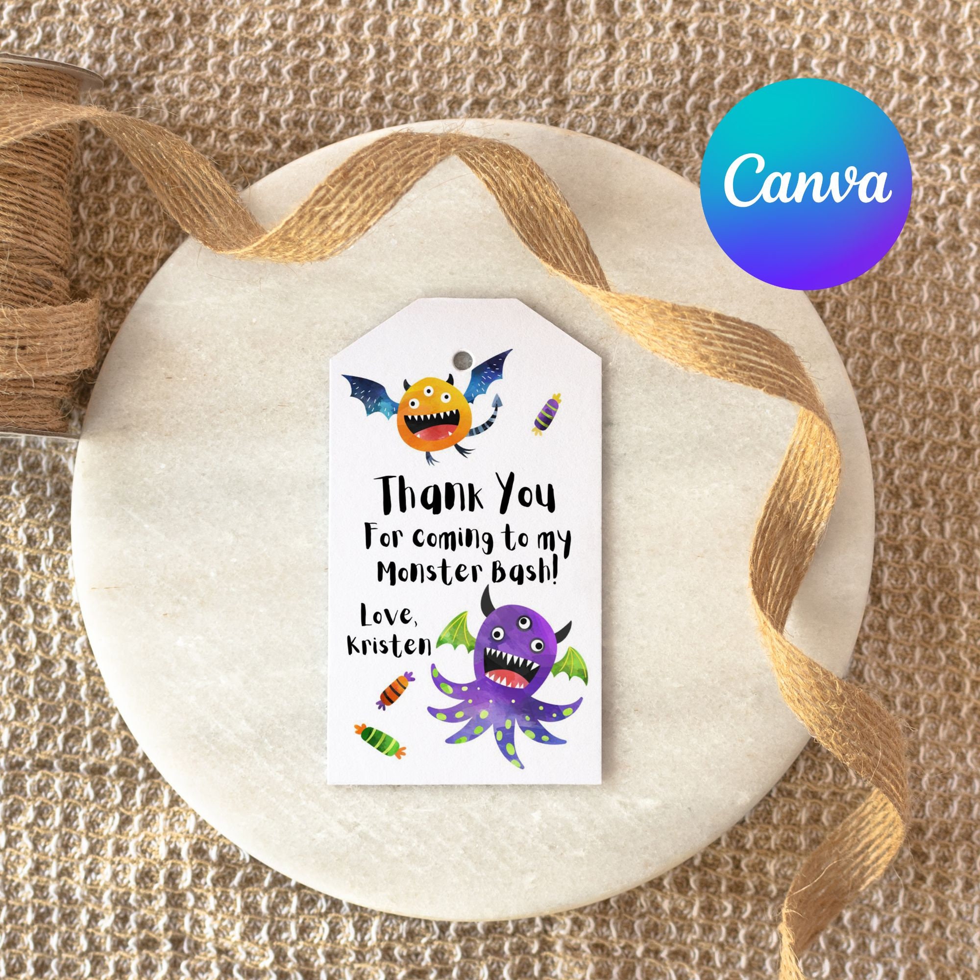 Editable Birthday Gift Tags Monster Gift Tags Personalized Gift Tags ...