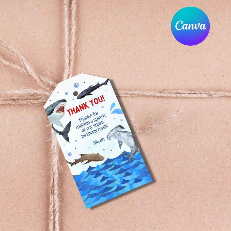 Birthday Gift Tags for Gift Bag Tags Shark Editable Gift Tags ...