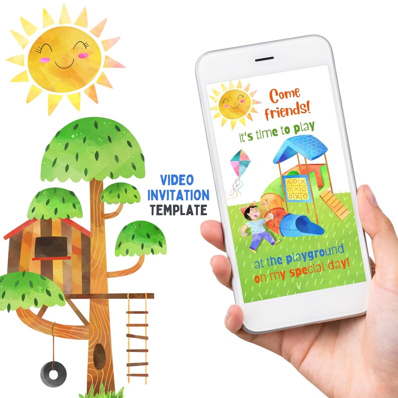 Editable Playground Invitation Video Playground Birthday Invitation ...