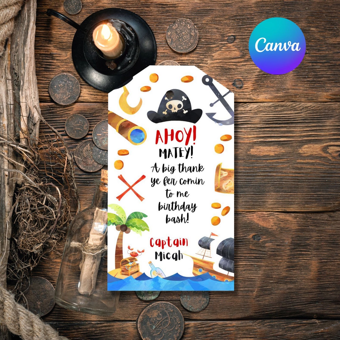 Editable Gift Tags for Gift Bag Tags Pirate Gift Tags for Pirate Party ...