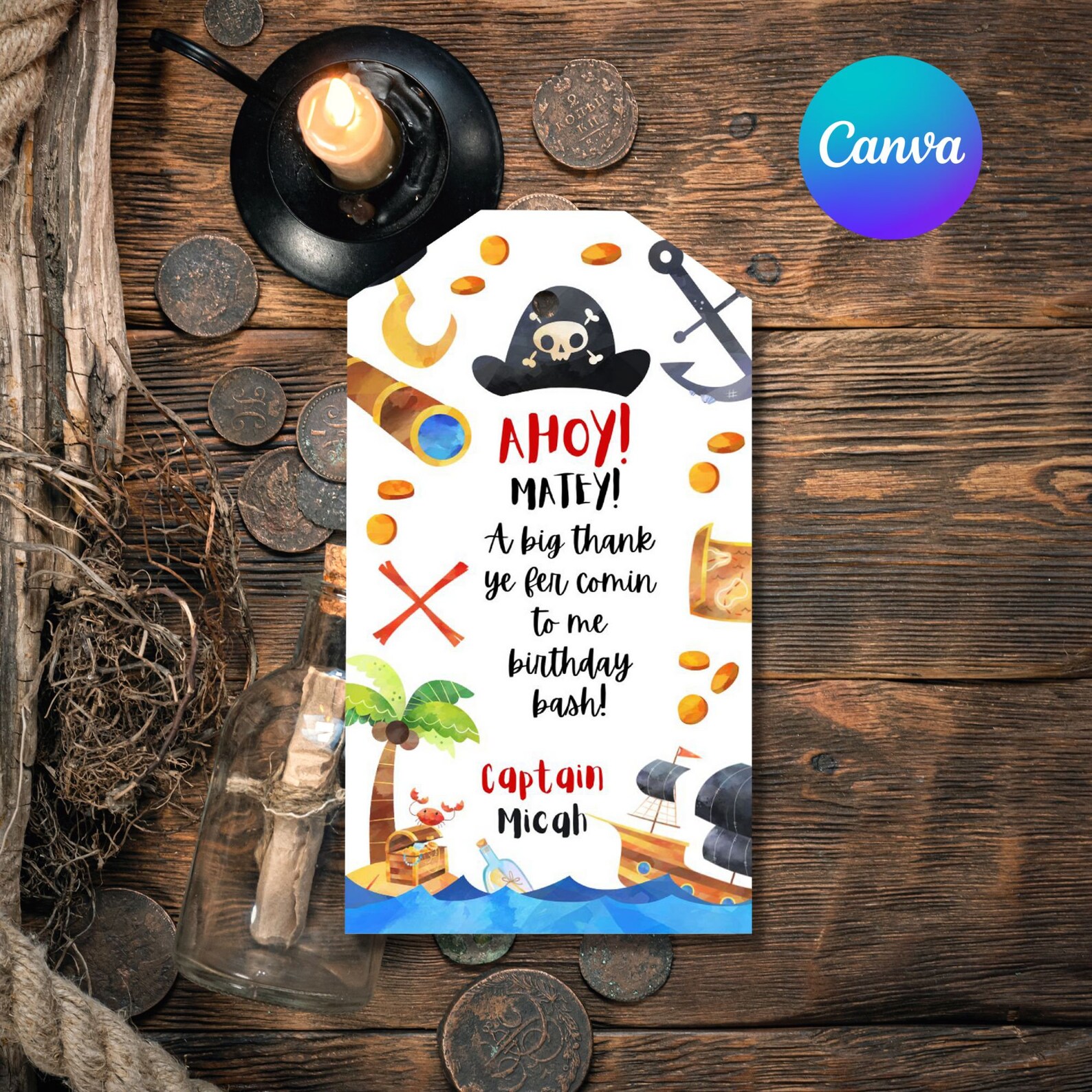 Editable Gift Tags for Gift Bag Tags Pirate Gift Tags for Pirate Party ...