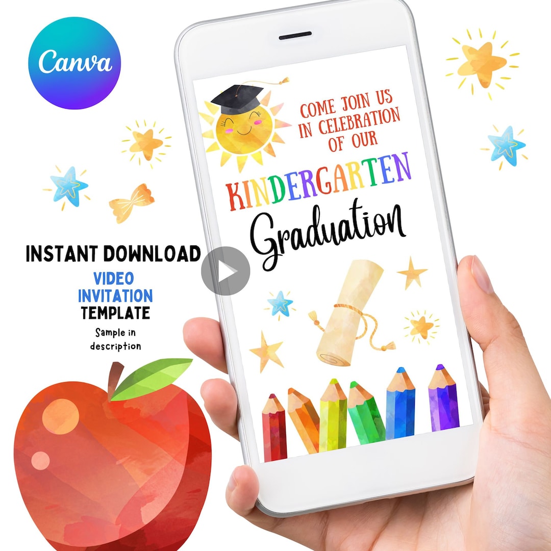 Editable Kindergarten Graduation Announcement Graduation Video ...