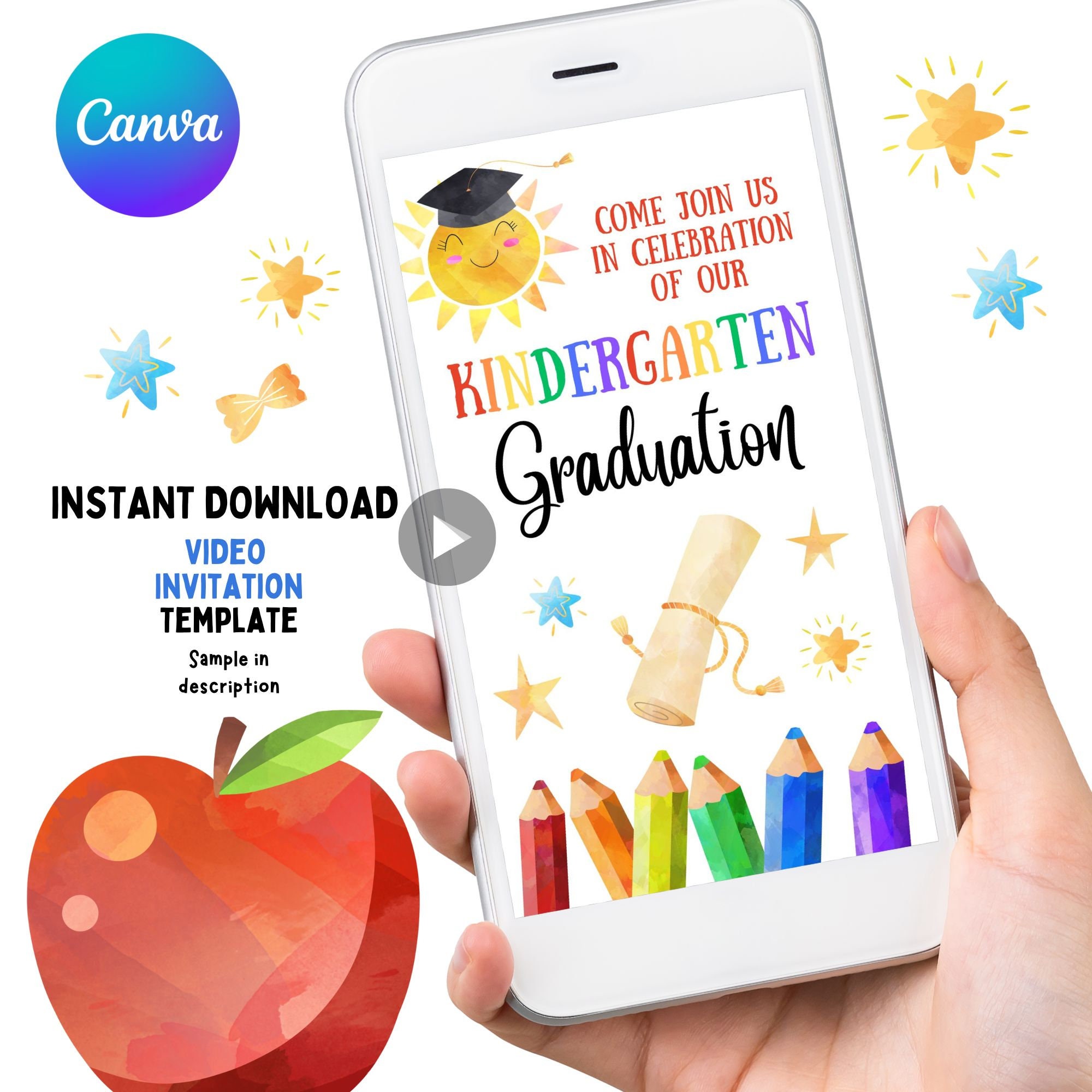 Editable Kindergarten Graduation Announcement Graduation Video ...