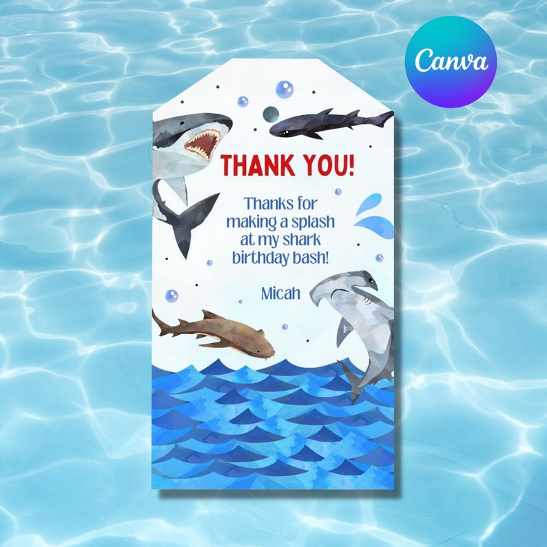 Birthday Gift Tags for Gift Bag Tags Shark Editable Gift Tags ...