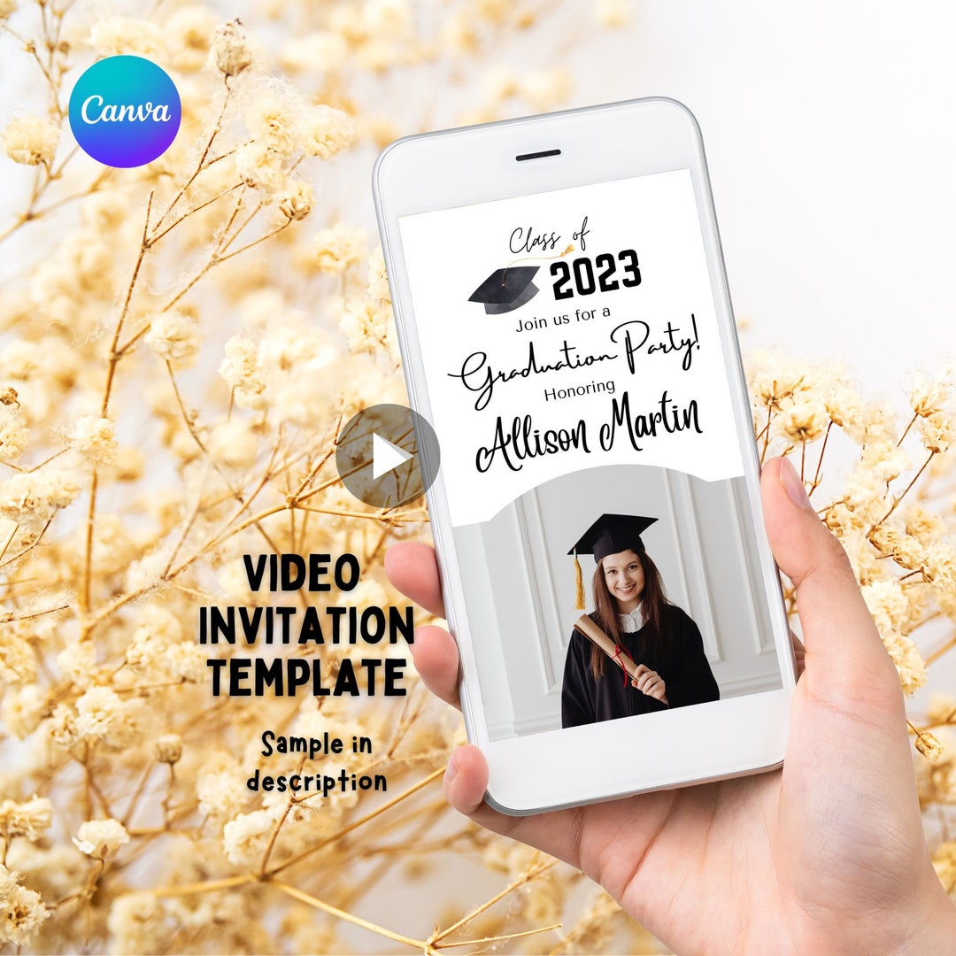 Editable Graduation Invitation Template Graduation Video Invitation ...
