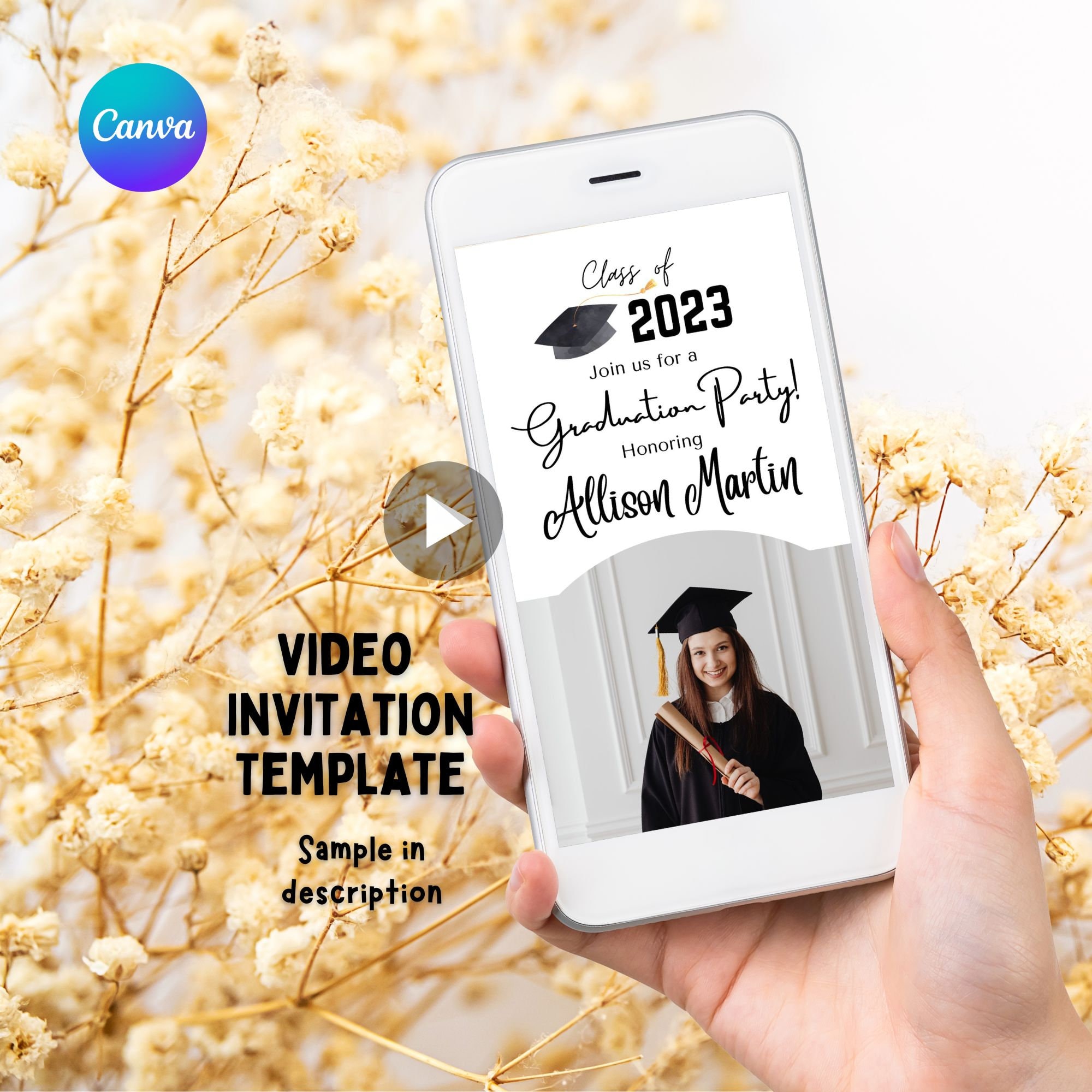 Editable Graduation Invitation Template Graduation Video Invitation ...