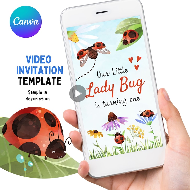 Editable Ladybug Invitation Ladybug Birthday Invitation Lady Bug ...