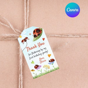 Editable Ladybug Gift Tags Personalized Gift Tags Lady Bug Gift Tags ...