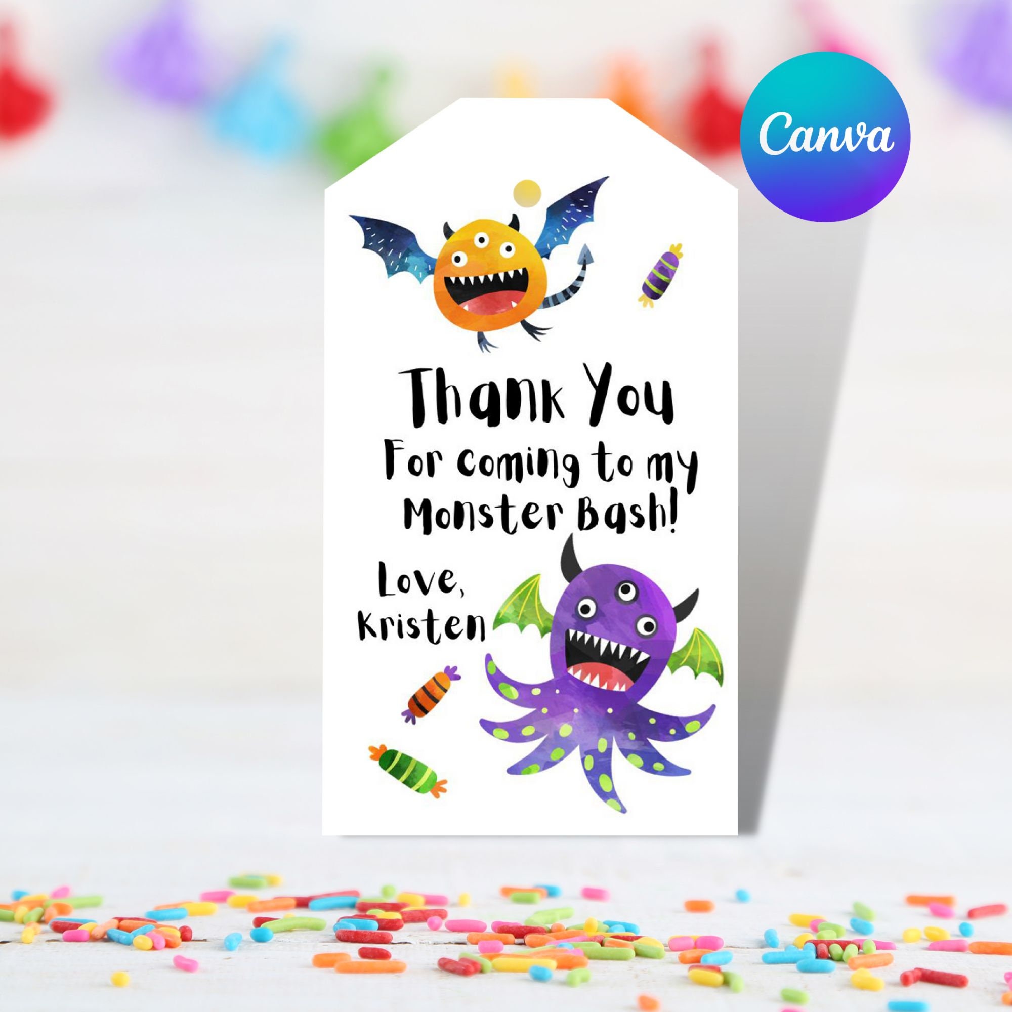 Editable Birthday Gift Tags Monster Gift Tags Personalized Gift Tags ...