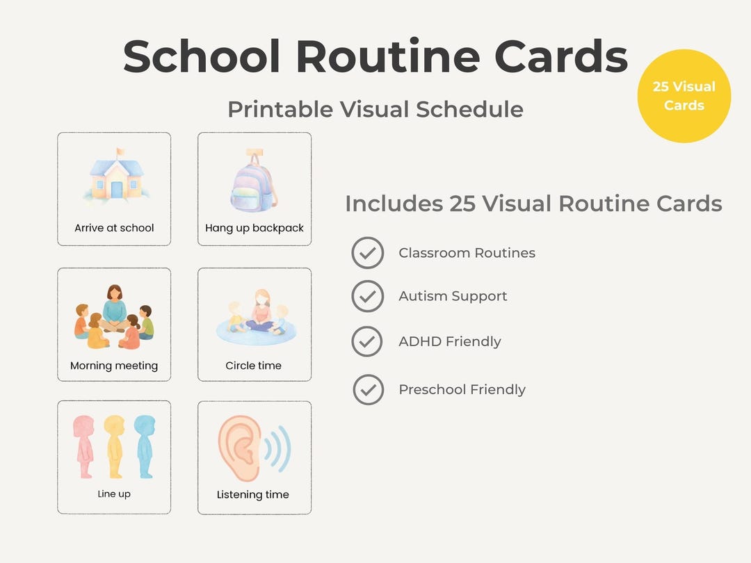 School Routine Cards Printable, Classroom Visual Schedule, ADHD Autism ...