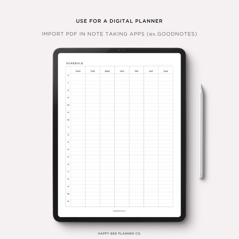 A4, Letter | Weekly Planner Template | Timetable 30 Minutes | Half ...