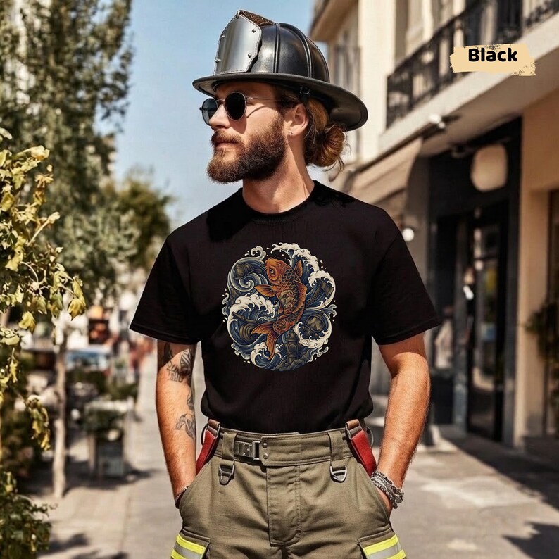 Japanese Irezumi Koi Fish Firefighter Shirt, Fire Rescue Graphic ...
