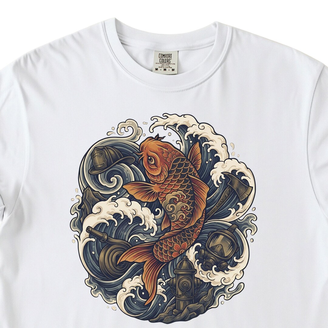 Japanese Irezumi Koi Fish Firefighter Shirt, Fire Rescue Graphic ...