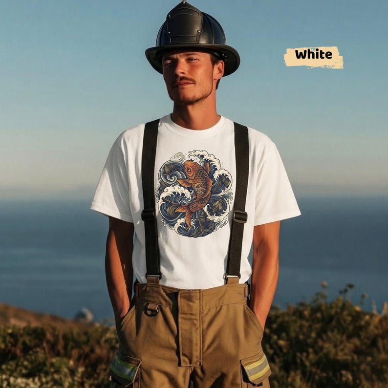 Japanese Irezumi Koi Fish Firefighter Shirt, Fire Rescue Graphic ...