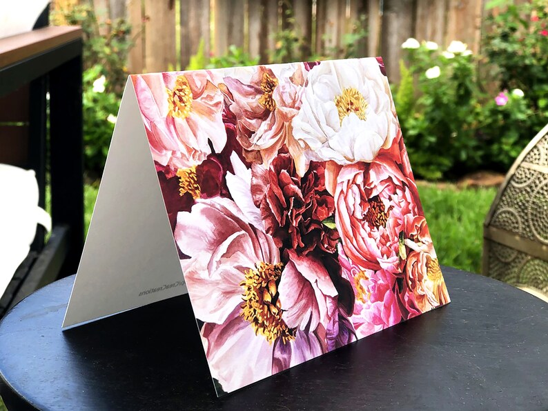 Peonies Card, Self Print, Downloadable, Foldable - Etsy