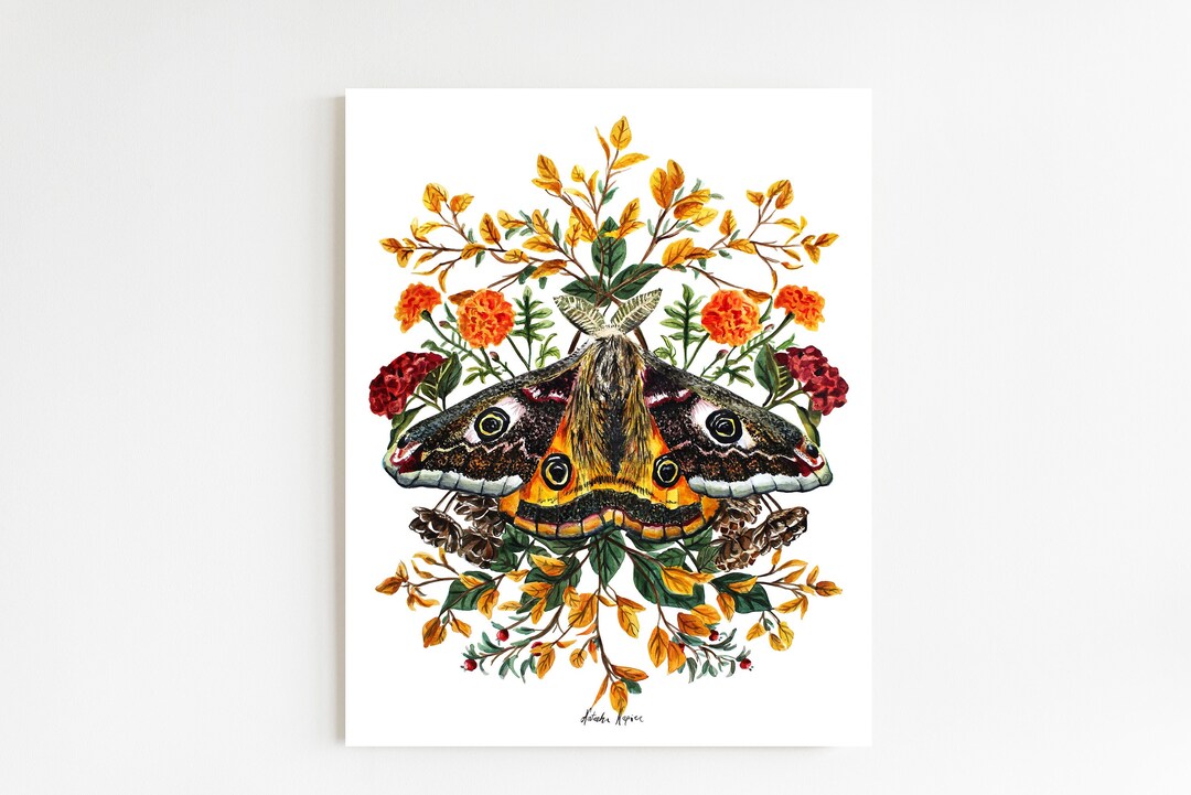 INSECT Moth Floral Print , Digital, Crea.creations - Etsy