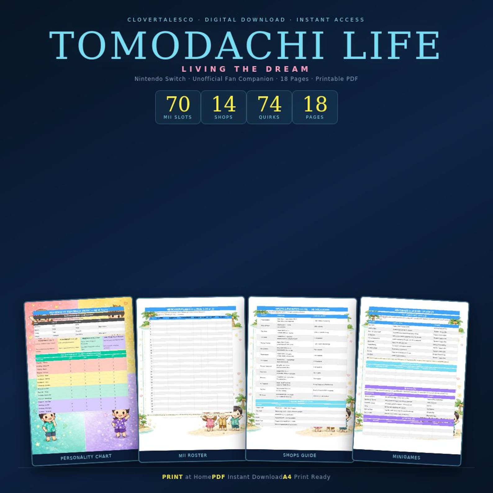 Tomodachi Life Living the Dream Planner | Mii Tracker Printable PDF ...