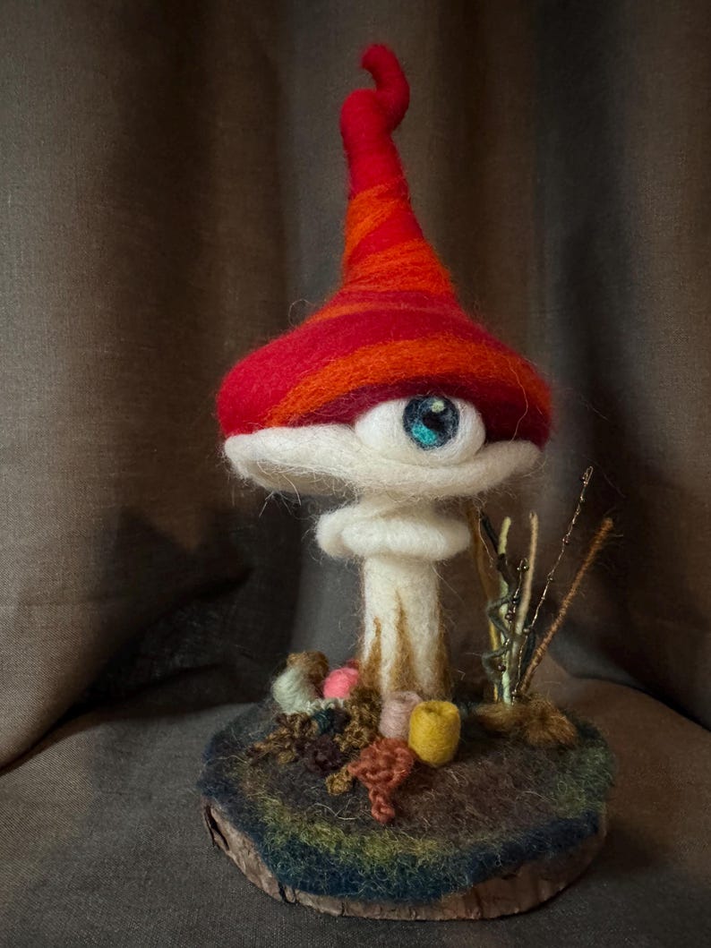 Handmade Needle Felted Mushroom Art – Whimsical Woodland Spirit ...