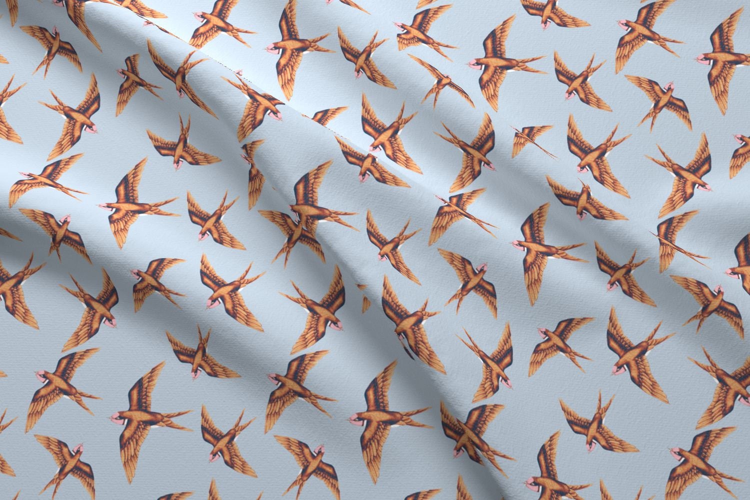 Swooping Swallow Bird Fabric by the YARD Copper on Grey | Etsy