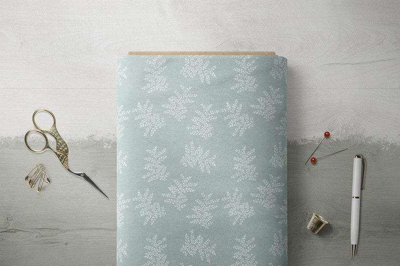 Delicate Fern Blue Botanical Fabric by the Metre Sustainable | Etsy