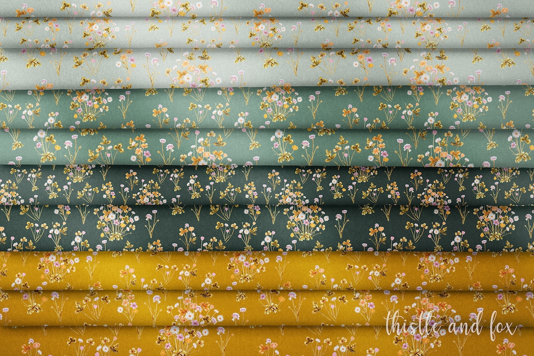 Wildflower Fabric: Delicate Watercolor Floral, Cotton or Linen by the ...