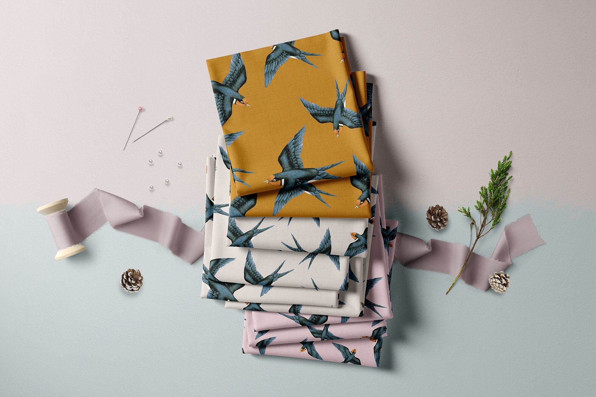 Swooping Swallow Bird Fabric by the YARD Choose Colour & Print - Etsy