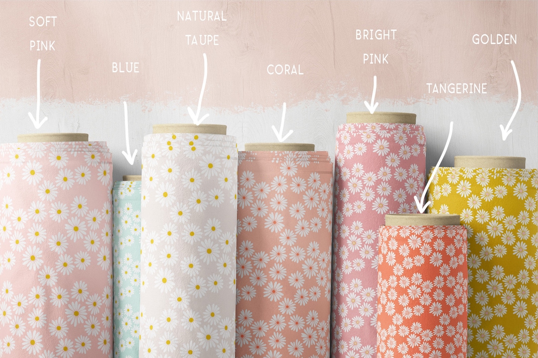 Daisy Fabric by the Yard: Custom Color Floral Print - Etsy
